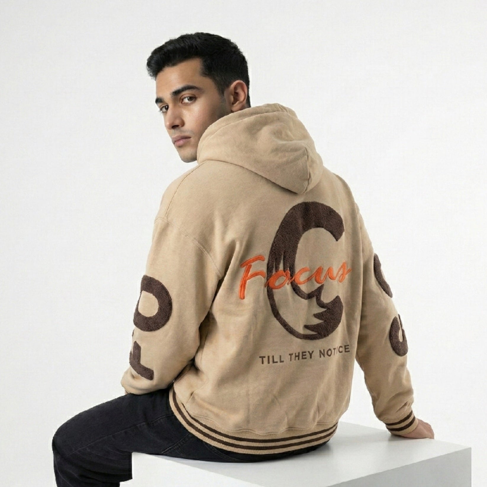 FOCUS — Limited Edition Beige Hoodie | Drop Shoulder Hoodie | Winter C ...